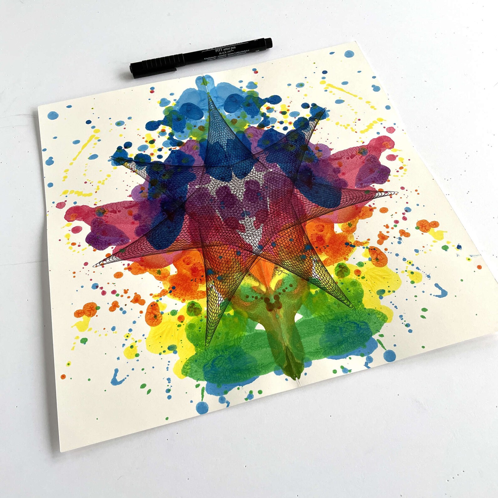 Ink Blot Painting Vibrant Abstract Art Rainbow Colors Wall | Etsy