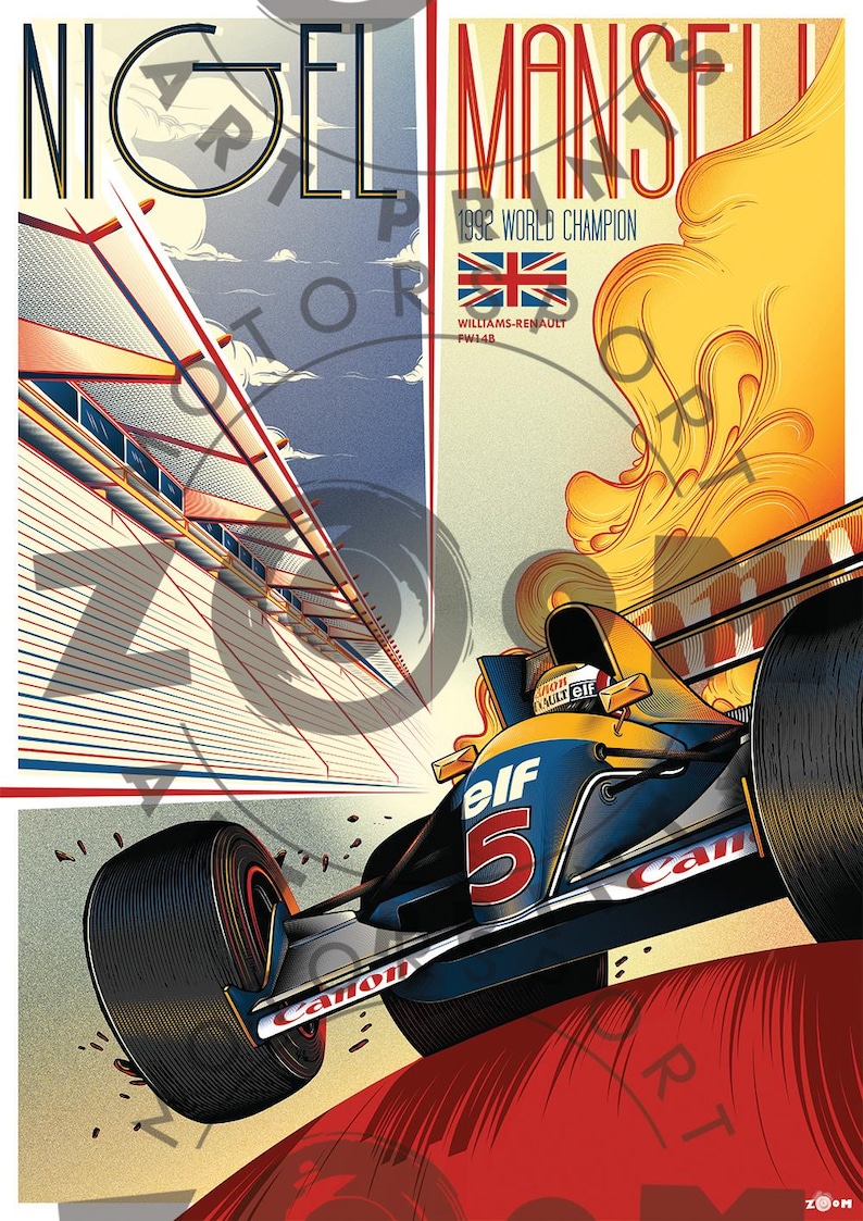 Nigel Mansell F1 Formula 1 Art Print - A2 - Etsy
