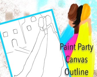 Paint Party Ideas Printable Paint Party Template Pre-drawn Canvas ...