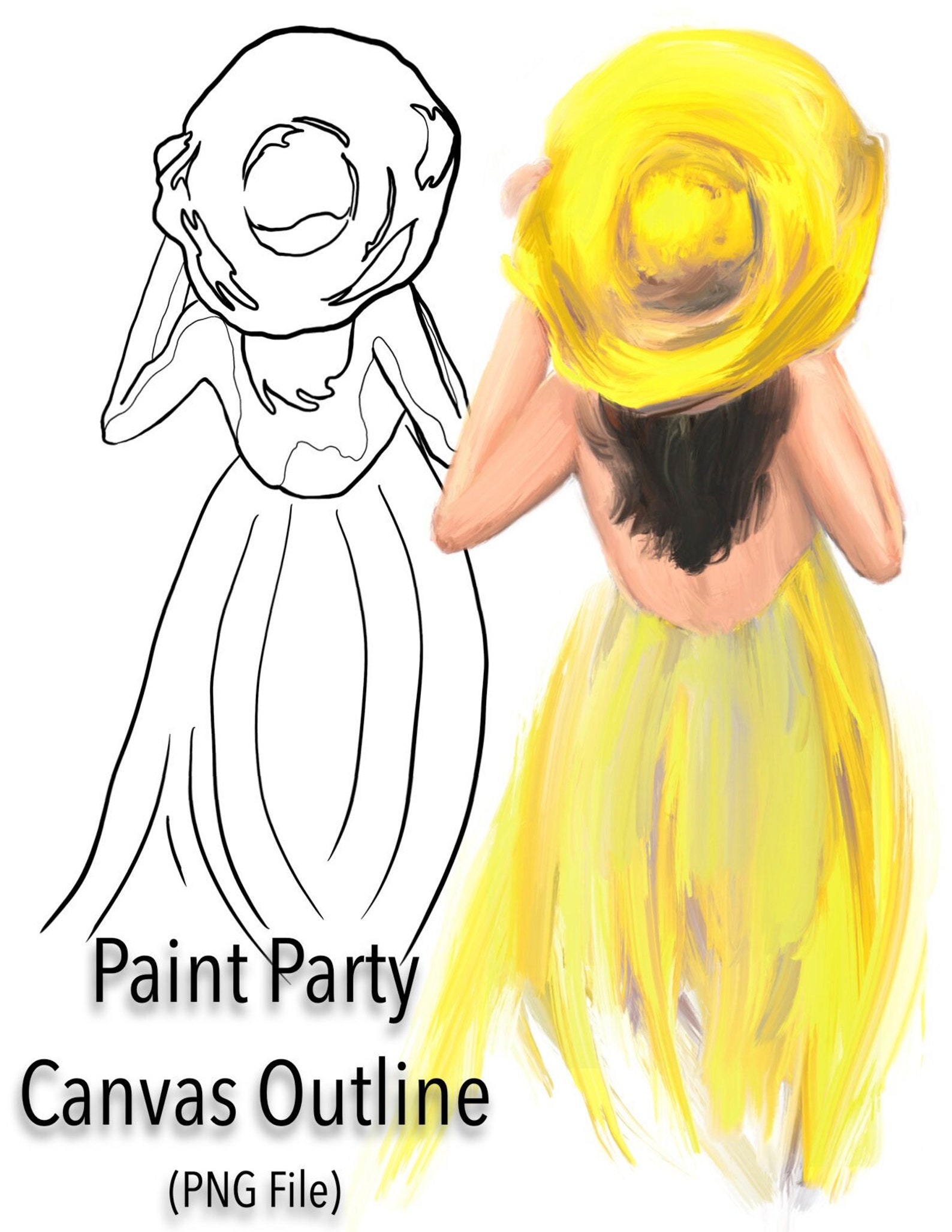Paint Party Ideas Printable Paint Party Template Pre-drawn Canvas ...