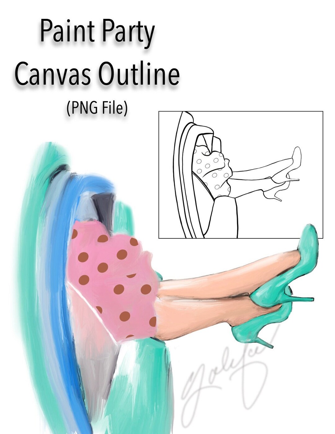 Paint Party Ideas Printable Paint Party Template Pre-drawn Canvas ...