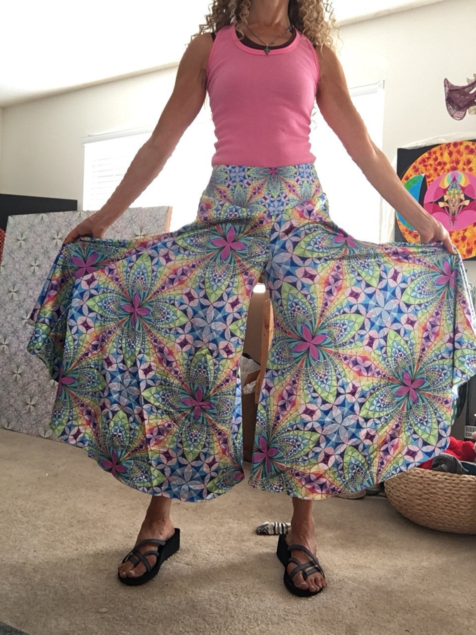 Wide Leg Flowing Pants - Etsy