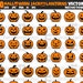 100 Simple Halloween Jack-o-lantern Pumpkin Carved Faces Vector Set ...