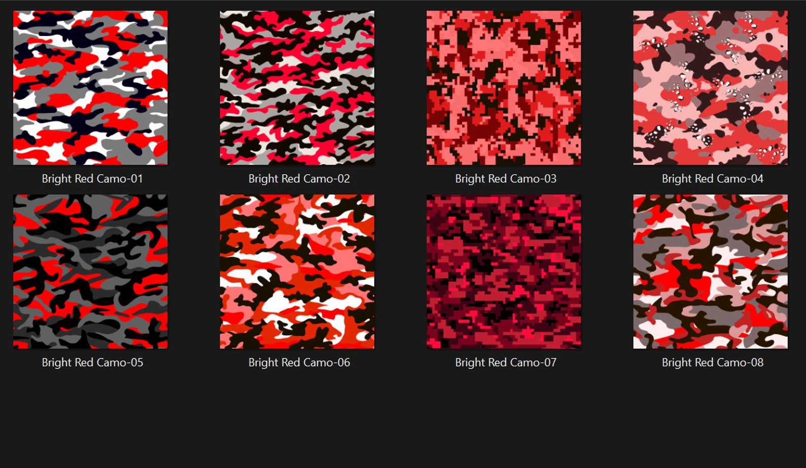 Seamless Neon RED Camo Texture Pattern Vector Pack & Repeating Hi ...