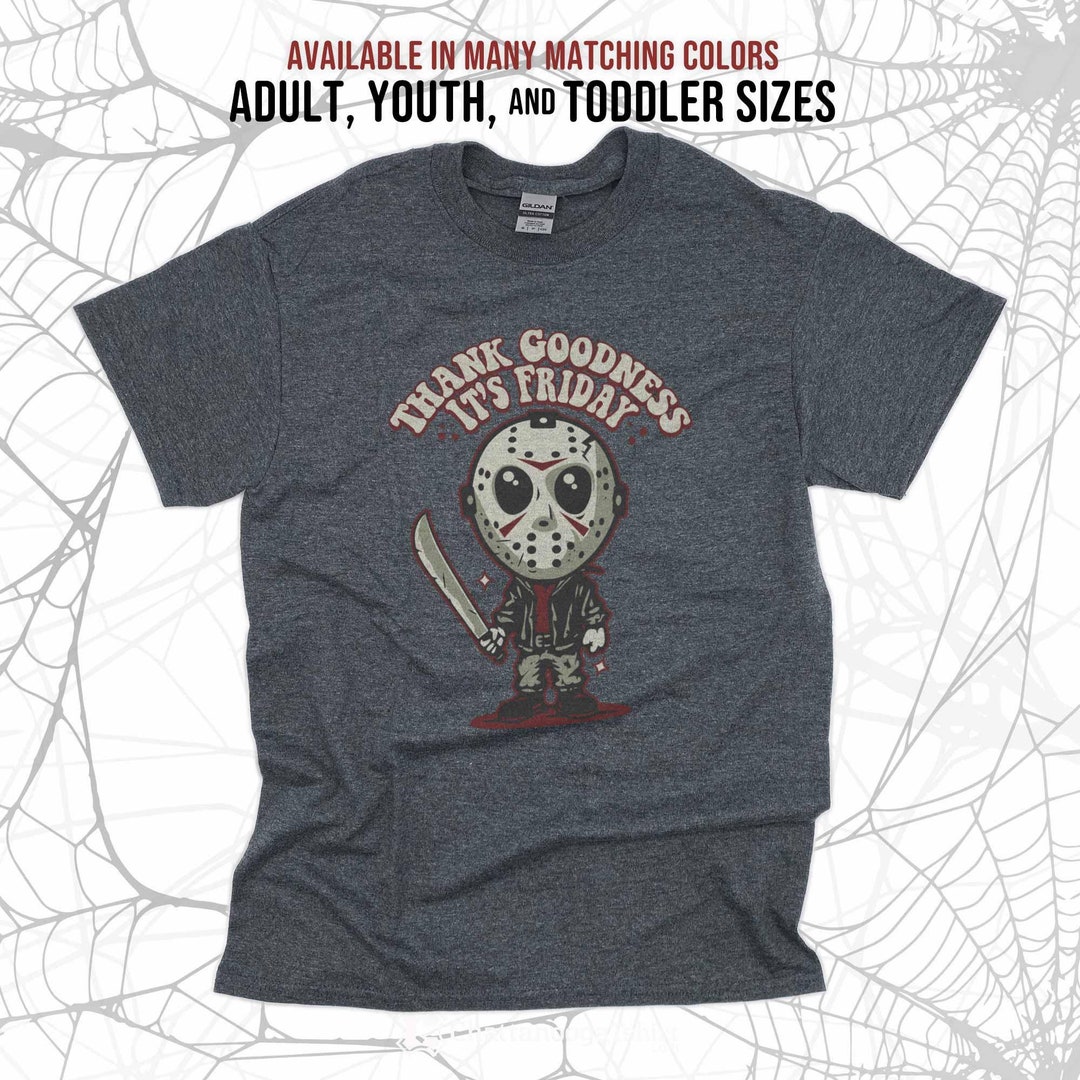 Custom TGIF Jason T-shirt: Funny Retro Cartoon, Horror Movie Friday the ...