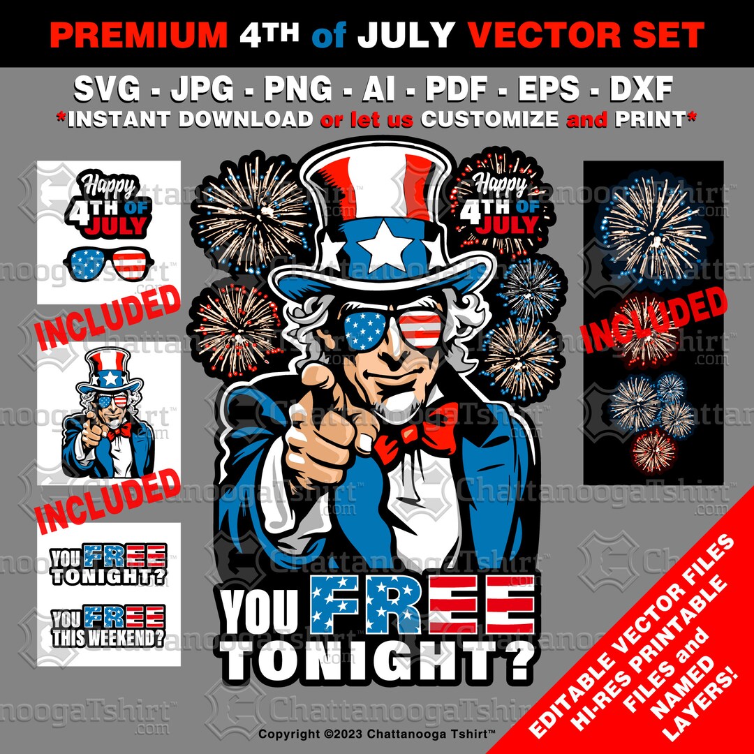 Premium Fourth of July Uncle Sam Design Vector Set for Personal Use ...