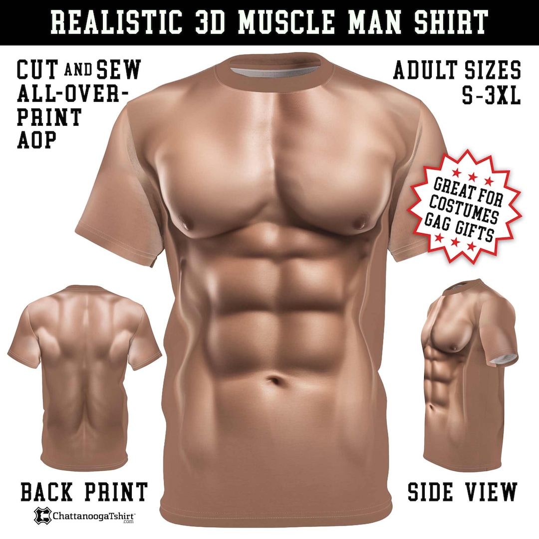 3D Muscle Man T-shirt: Realistic Six-pack Abs Gag Gift - Etsy