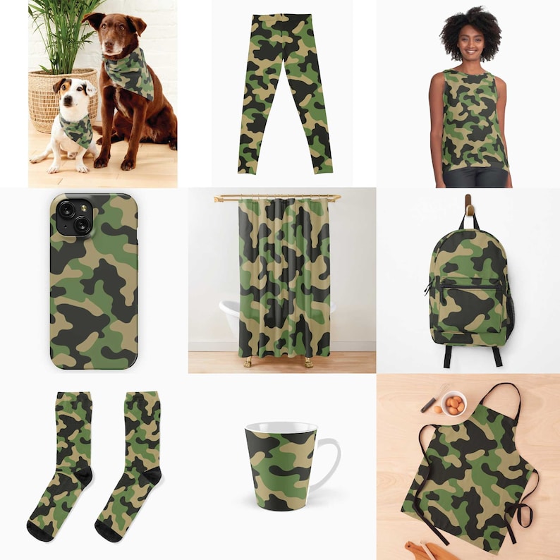 Seamless Custom Woodland Colors Camo Texture Pattern Vector Pack ...