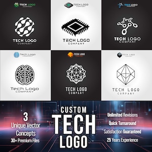 Custom Tech Logo Vector Branding Package 3 Initial Concepts in 24 Hours ...