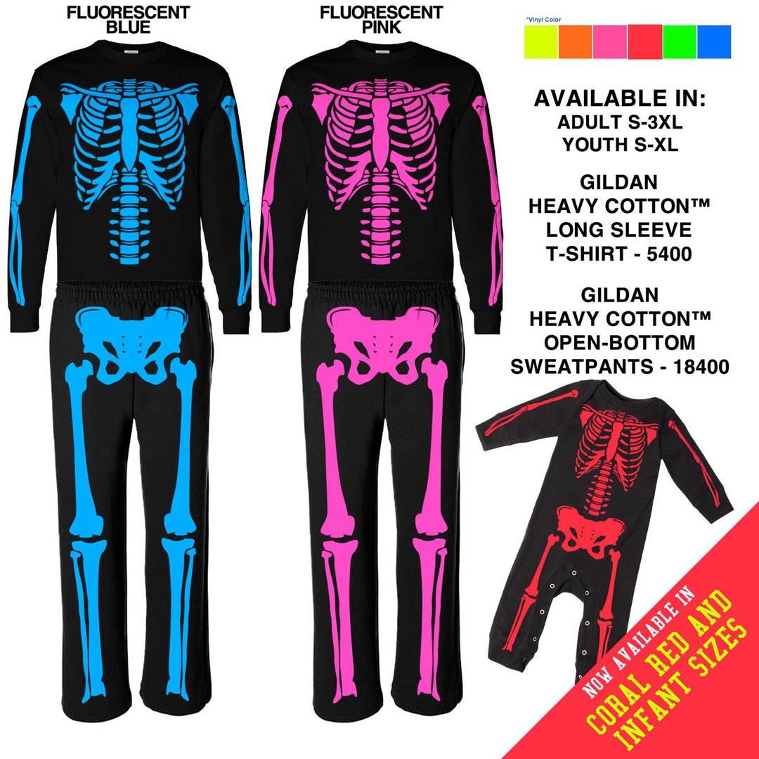 FLUORESCENT Colors Skeleton Costumes in Yellow, Green, Pink, Orange ...