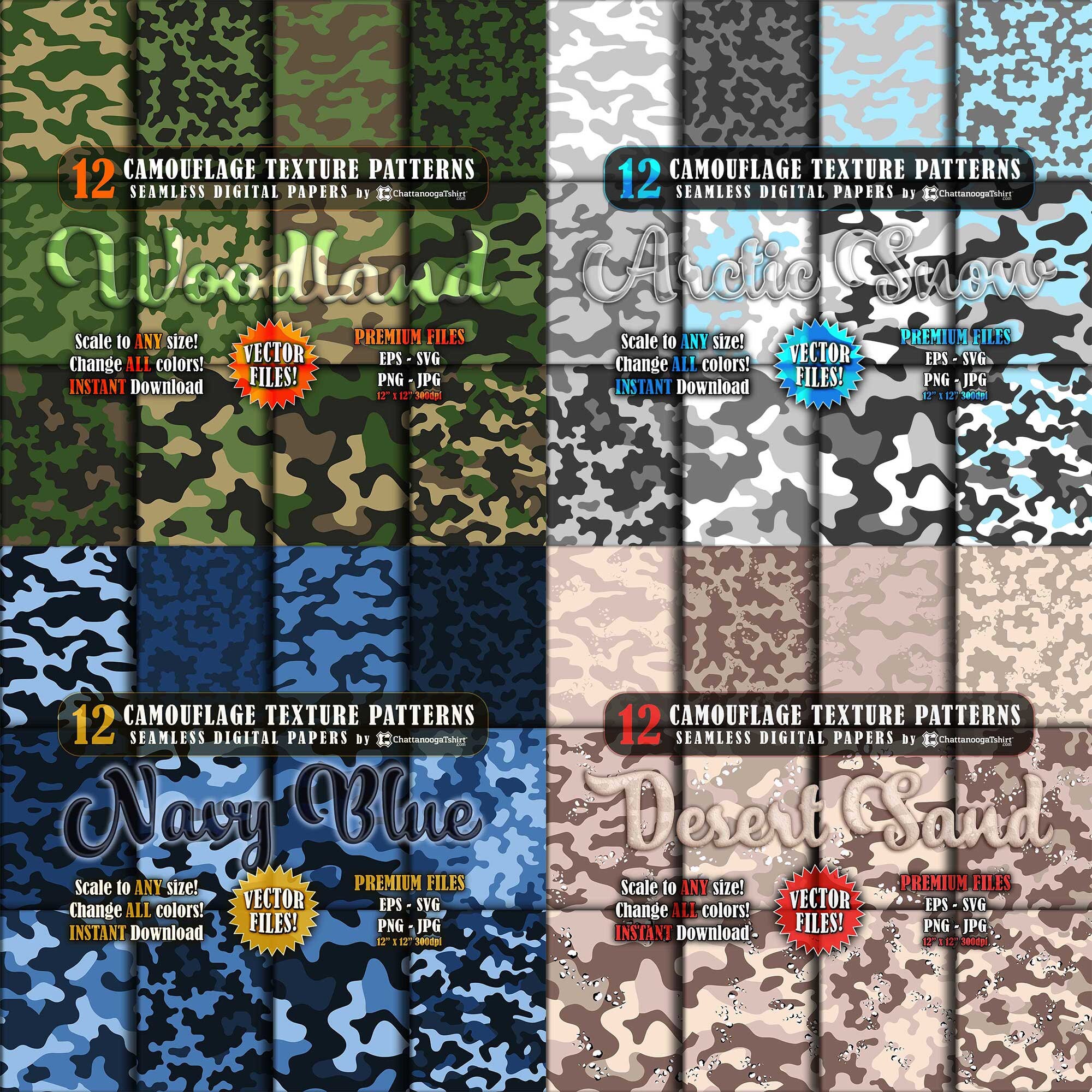 Seamless Neon RED Camo Texture Pattern Vector Pack & Repeating Hi ...