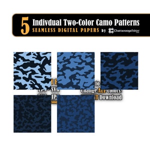 12 Simple Seamless Custom Navy Blue Colors Camo Texture Pattern Vector ...