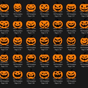 100 Simple Halloween Jack-o-lantern Pumpkin Carved Faces Vector Set ...