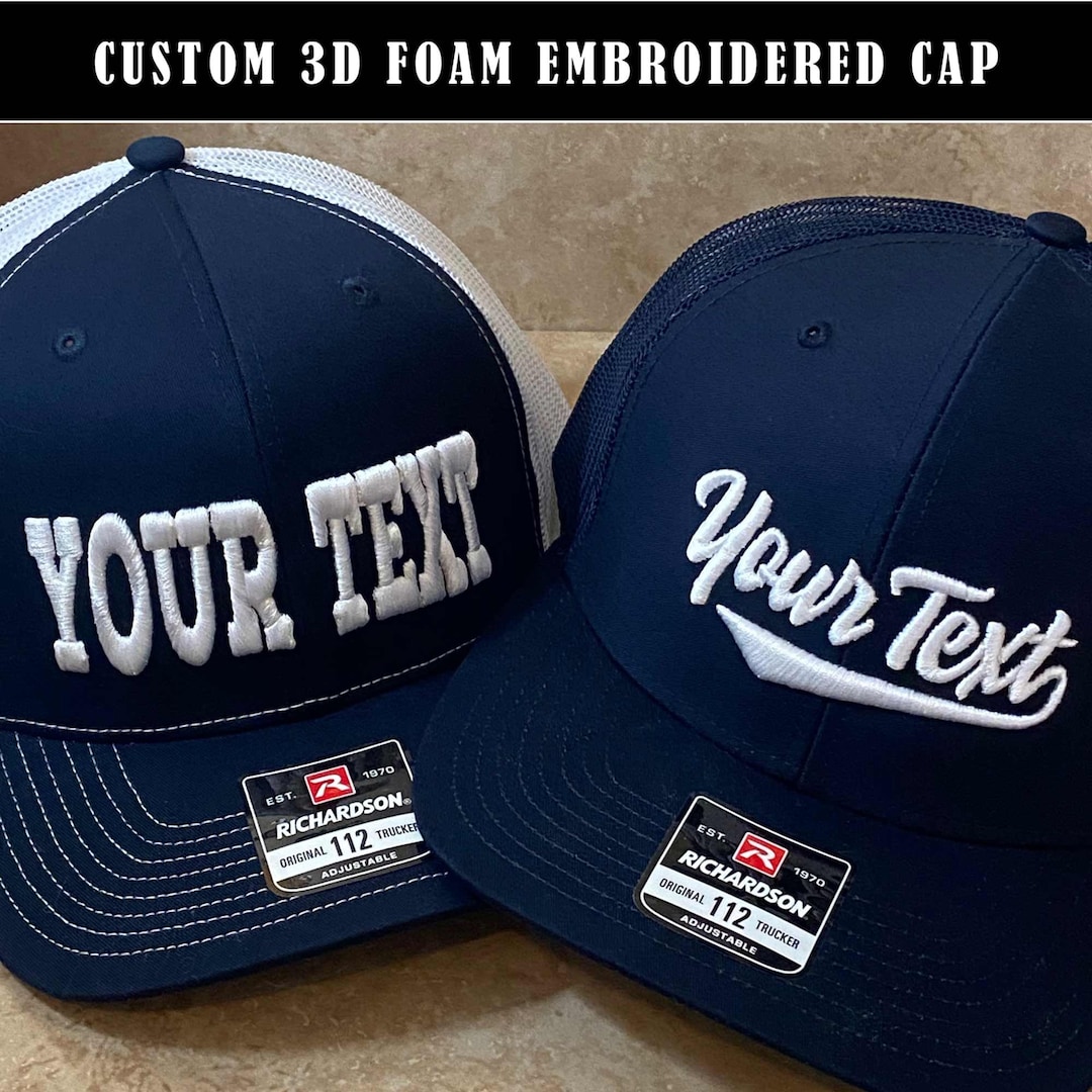 Custom Raised 3D Foam Embroidery Cap - Personalized YOUR NAME or Words ...