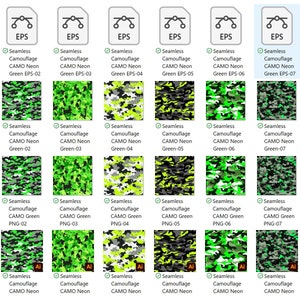 Seamless Neon Green Camo Texture Pattern Vector Pack and Repeating ...