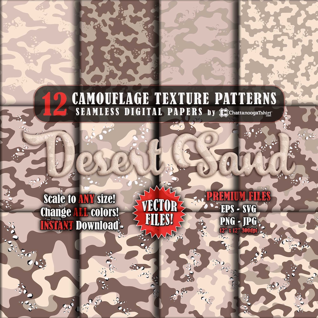 12 Simple Seamless Custom Desert Sand Color Camo Texture Pattern ...