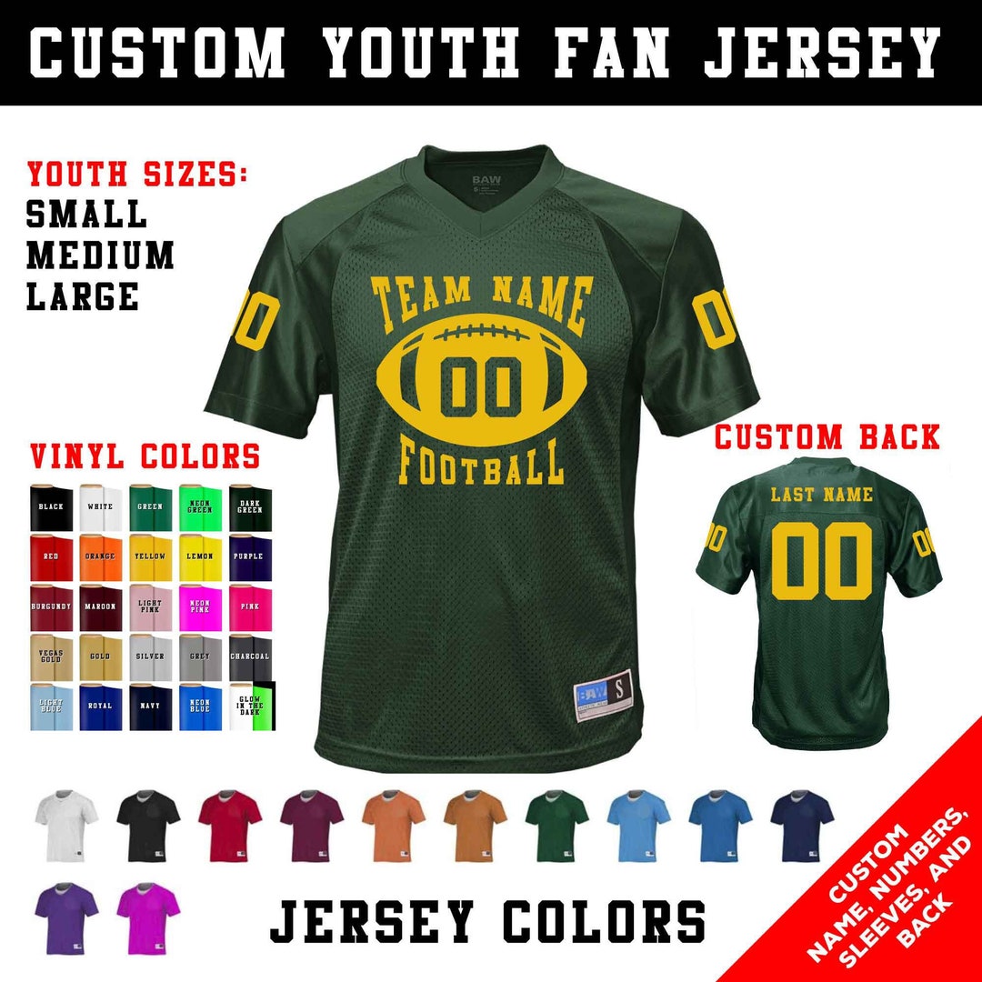 CUSTOM Youth Football Design Jersey With Custom Team Name, Number, Back ...