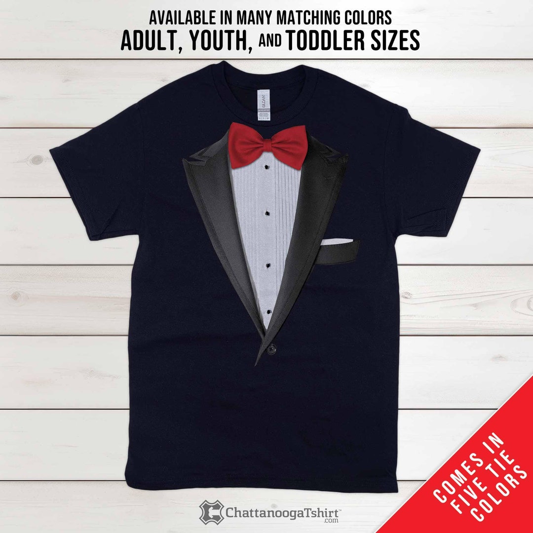 Funny Tuxedo T-shirt: Realistic Bow Tie Suit Graphic, 2025 Party ...