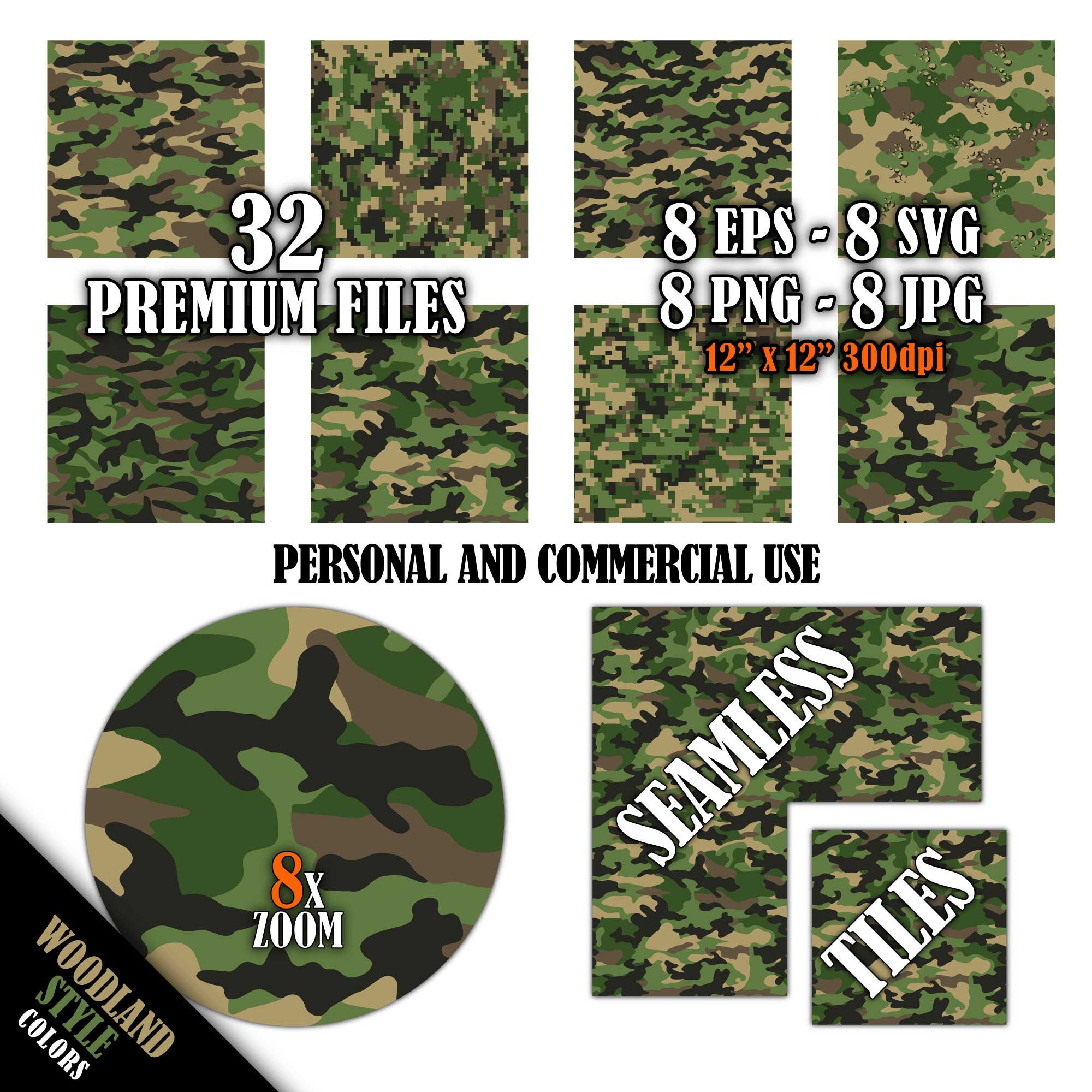 Seamless Custom Woodland Colors Camo Texture Pattern Vector Pack ...