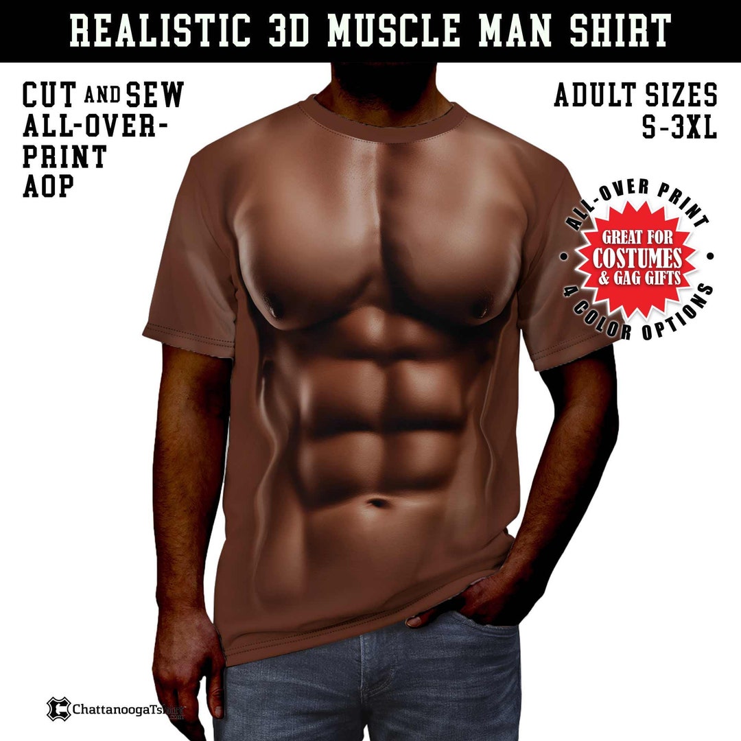 3D Muscle Man T-shirt: Funny Six-pack Abs Costume Tee - Etsy