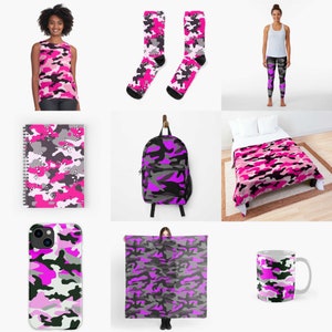 Seamless Neon Pink Camo Texture Pattern Vector Pack and Repeating Tiled ...