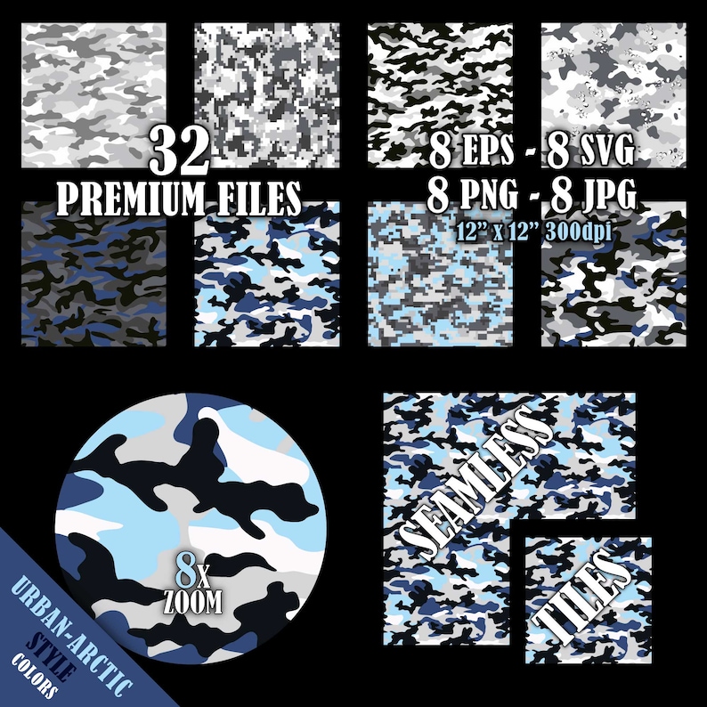 Seamless Urban Arctic Colors Camo Texture Pattern Vector Pack ...