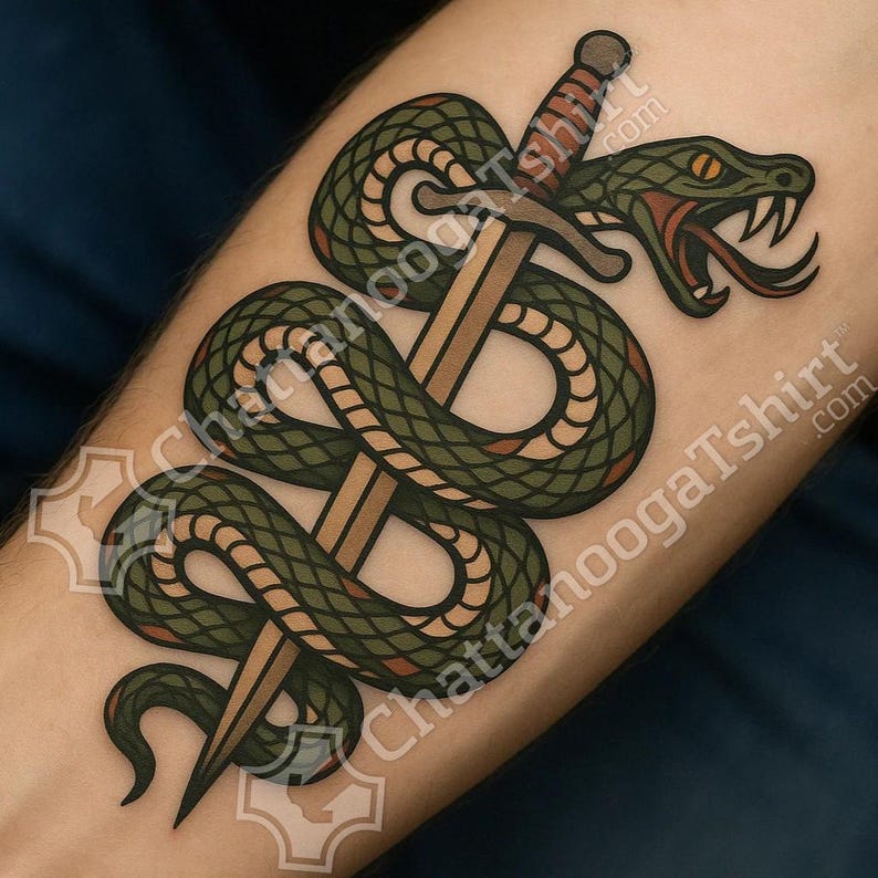 Classic Old School Snake Tattoo Flash Set: Traditional Snakes Vector ...