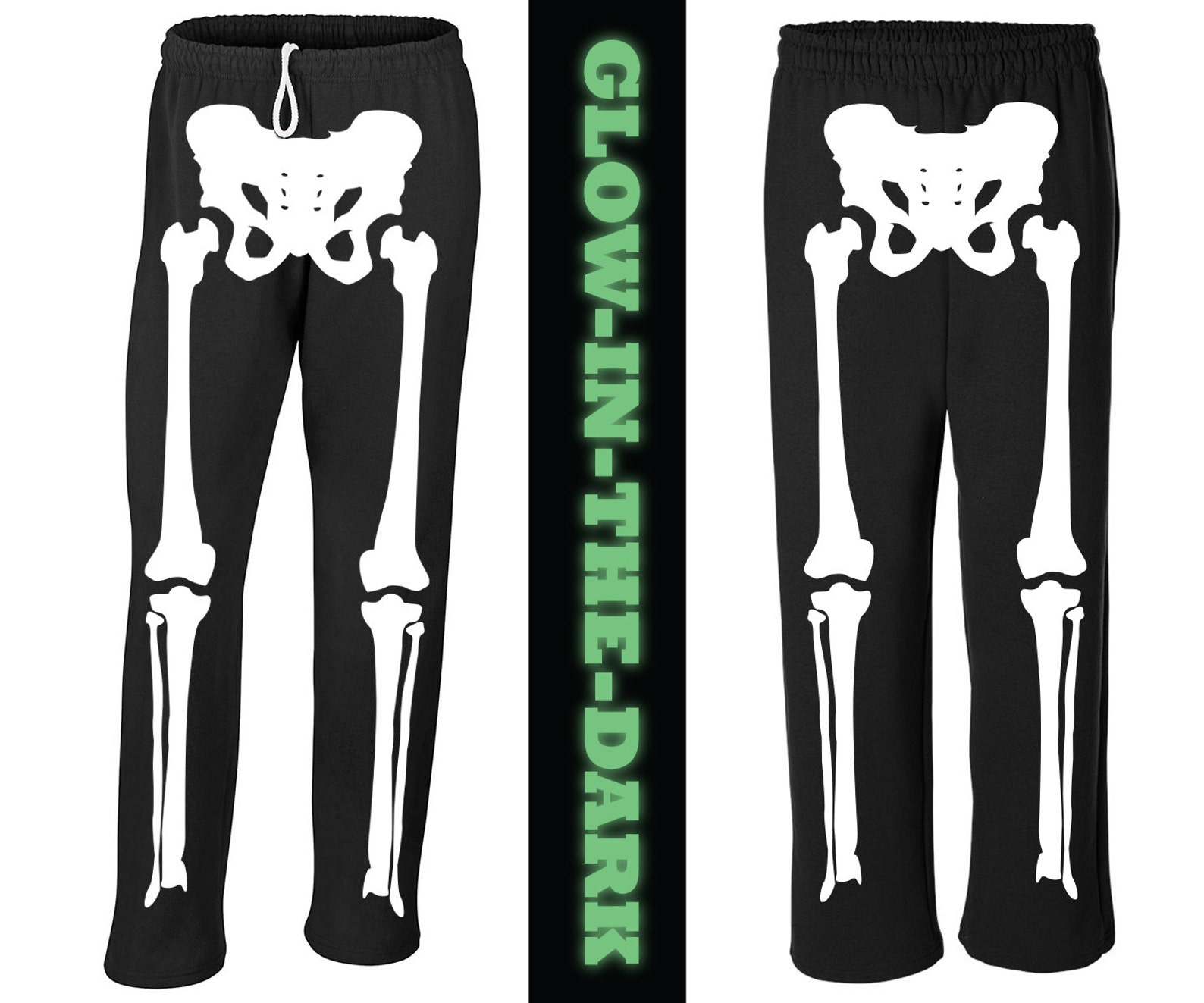 Glow-in-the-dark Bones Skeleton Sweatpants: Halloween Costume Pants ...