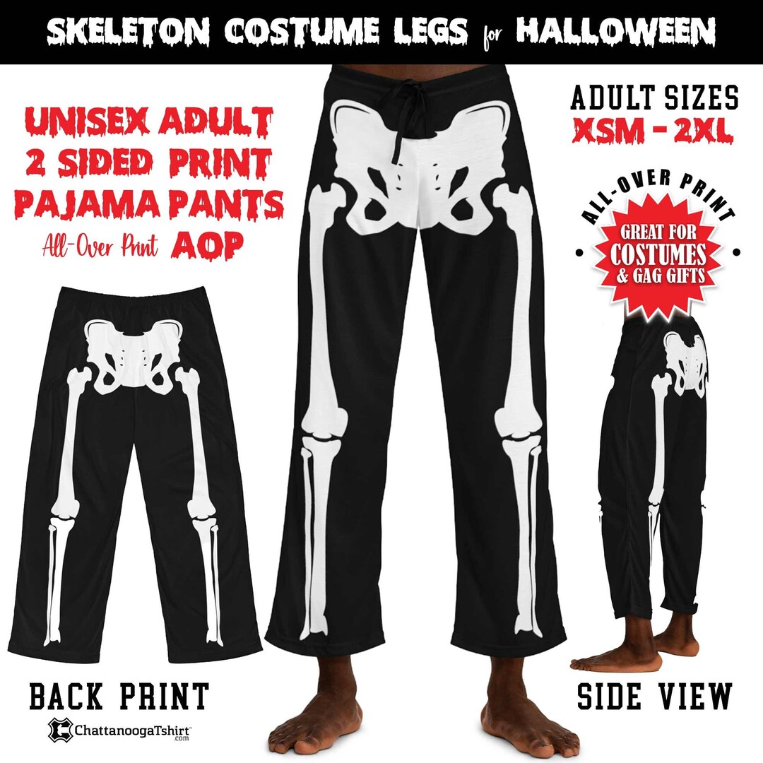 Cool Halloween Skeleton Costume Pants With Both Sides Printed Leg and ...