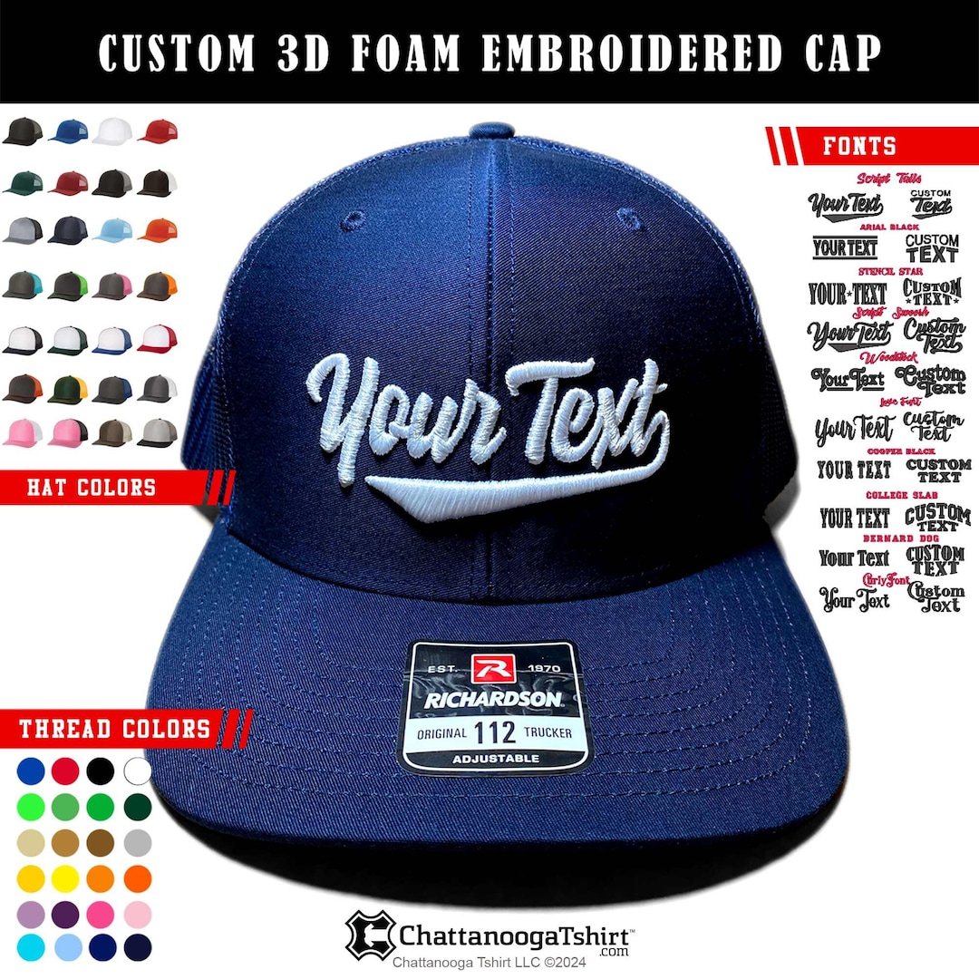 Custom 3D Foam Embroidered Trucker Hat: Personalized Richardson 112 ...