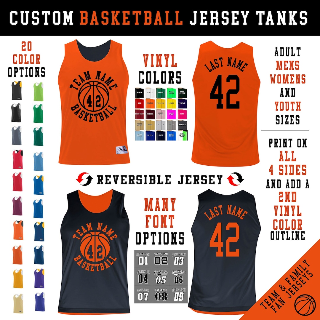 CUSTOM 1-color Wicking Basketball Team Number Jersey With Personalized ...
