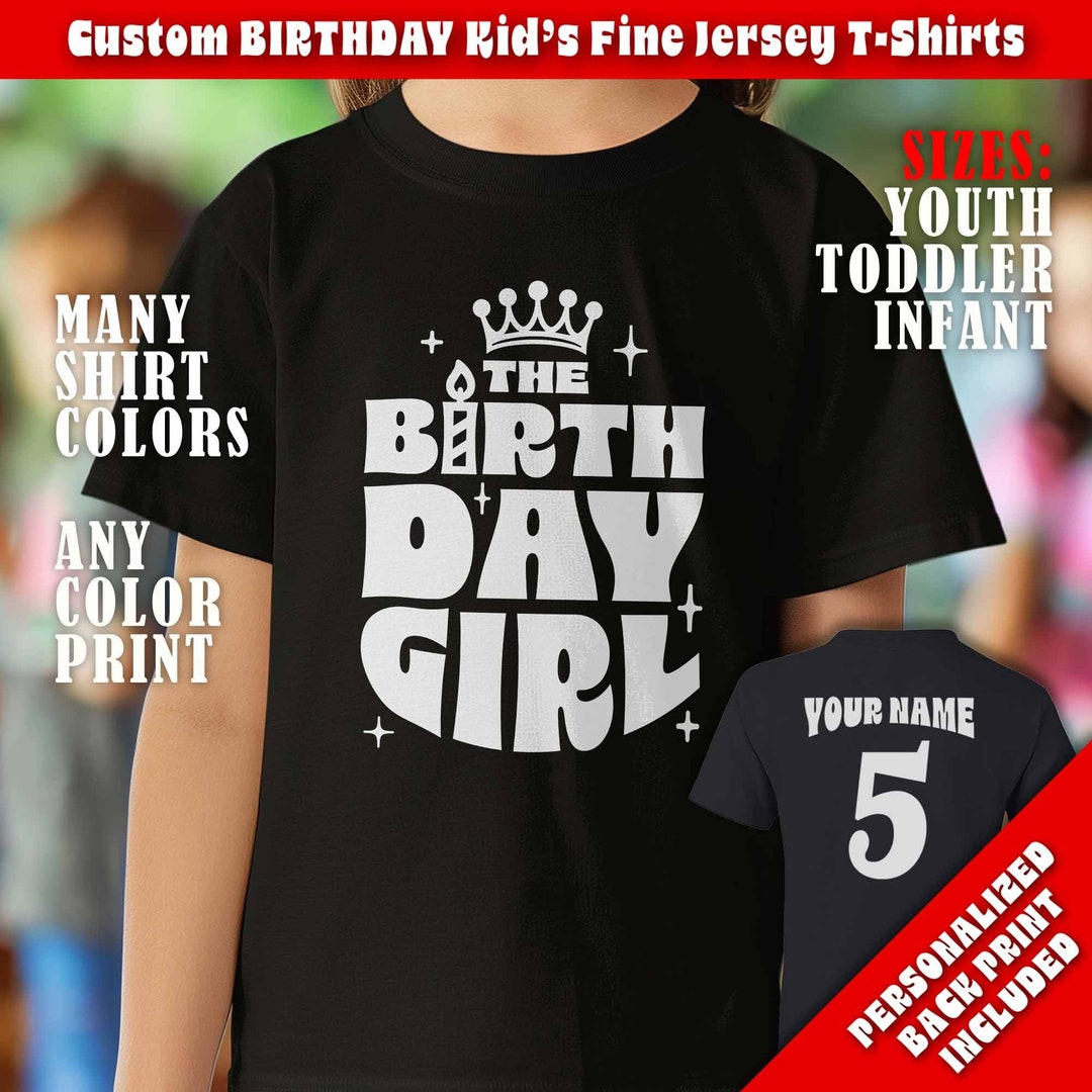 Personalized Birthday Girl T-shirt: Custom Name Age Shirts, Crown ...