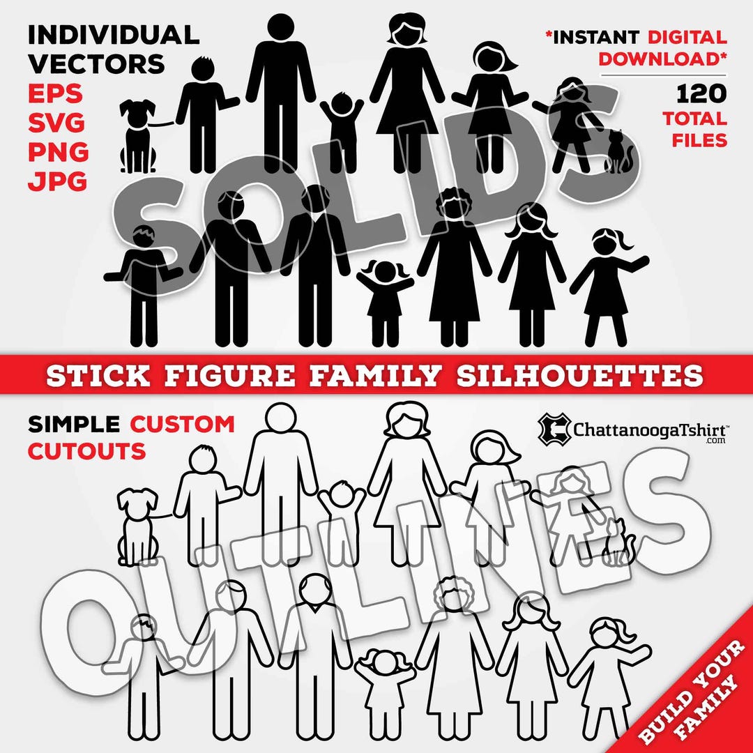 Simple Stick Figure Family Vector: Create Your Family's Custom Figures ...