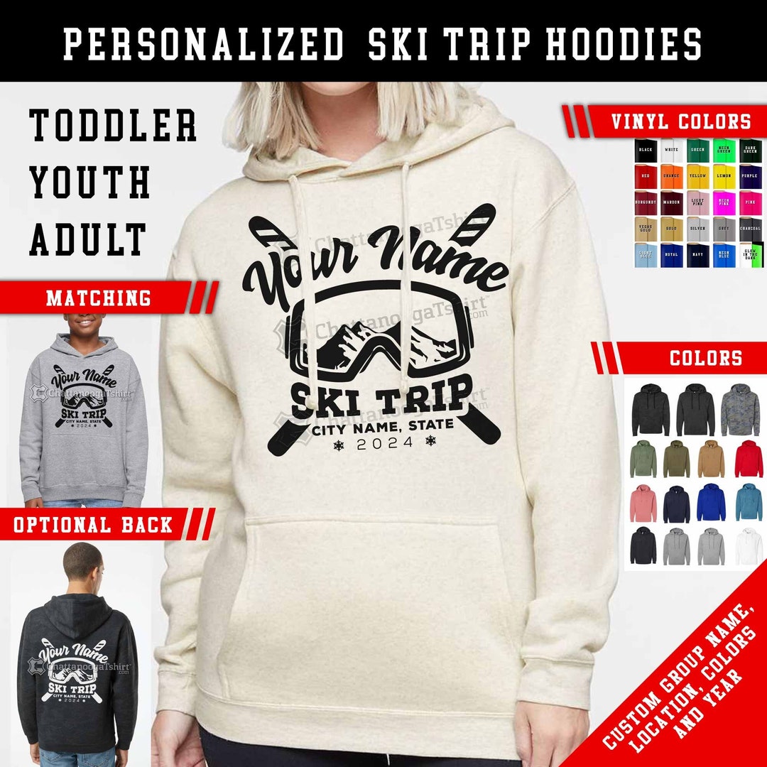 Personalized Ski Trip Hoodie With Custom Family Ski Resort Hooded ...