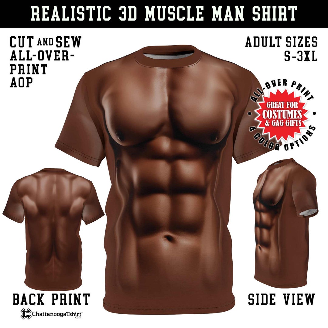 3D Muscle Man T-shirt: Funny Six-pack Abs Costume Tee - Etsy