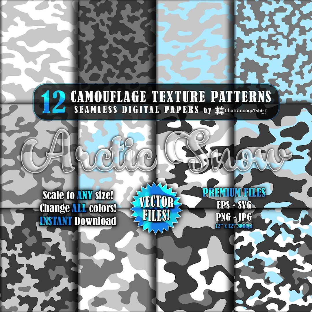 12 Simple Seamless Custom Arctic Snow Color Camo Texture Pattern ...