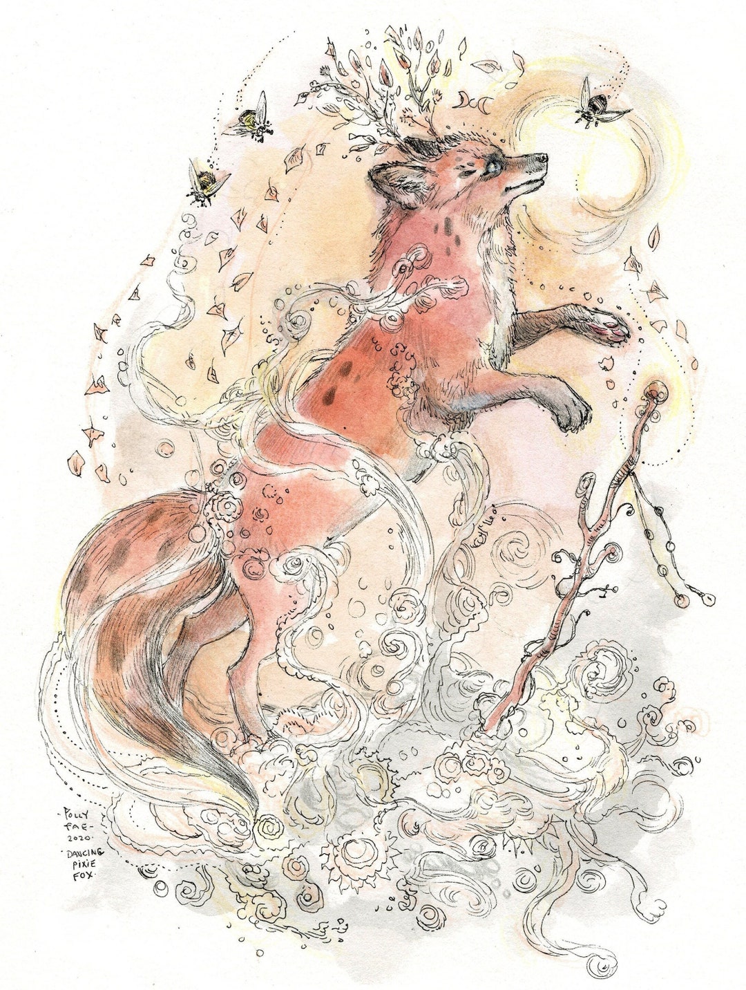 Fox Art Prints Foxes Fennec Fox Illustrations Enchanted Art Pixie Fox ...