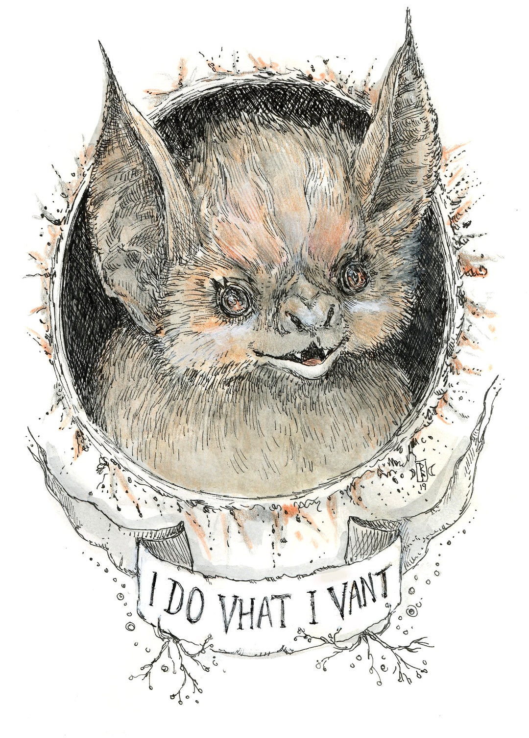 Fox Bat Art Print – Gothic Enchanted Animal Illustration by Paulina Fae ...