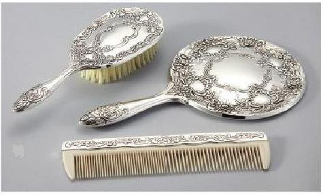 Antique 3 PC Vanity Set - Brush, Mirror and Comb - Etsy