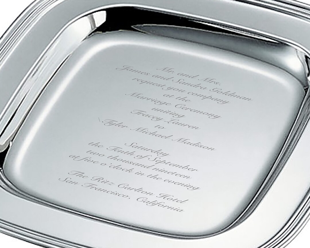 Engraved Invitation Gift - Invitation Tray - Lg Silver Tray - Wedding ...