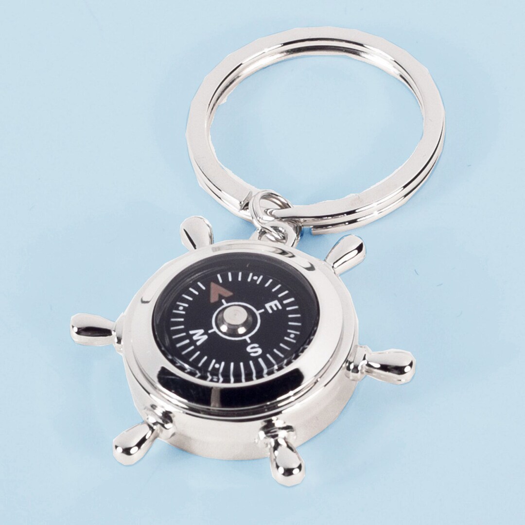 Captains Compass Key Chain - Personalized Travel Gift - Compass Key ...