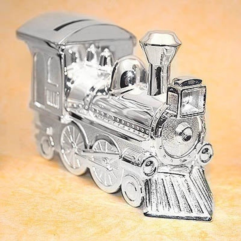Silver Plated Train Piggy Bank Personalized Train Bank - Etsy