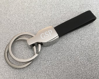 Leather Black Key Chain - Etsy
