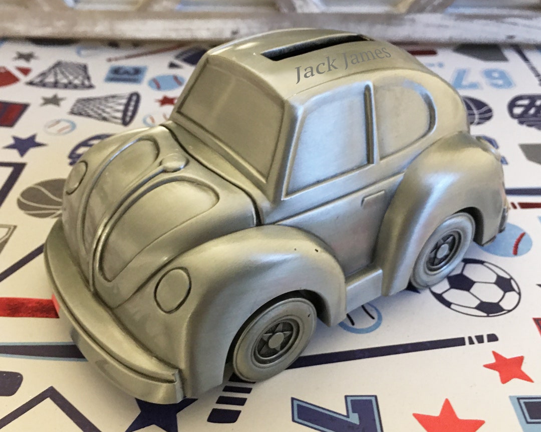 Personalized Beetle Inspired Car Bank - Baby Piggy Bank - Child's Coin ...