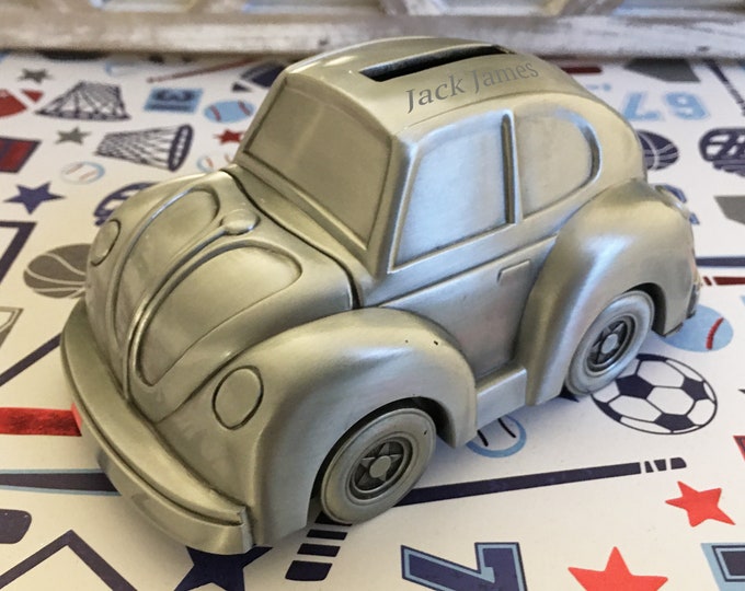 Personalized Beetle Inspired Car Bank - Baby Piggy Bank - Child's Coin ...