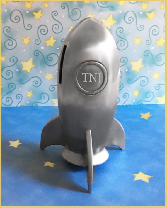 Personalized Rocket Ship Coin Bank Space Ship Piggy Bank | Etsy
