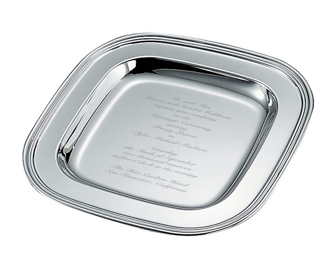 Engraved Invitation Gift Invitation Tray Lg Silver Tray - Etsy