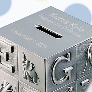 Personalized Block Bank - Brushed Finish Block Bank - Baby Gift - Coin ...