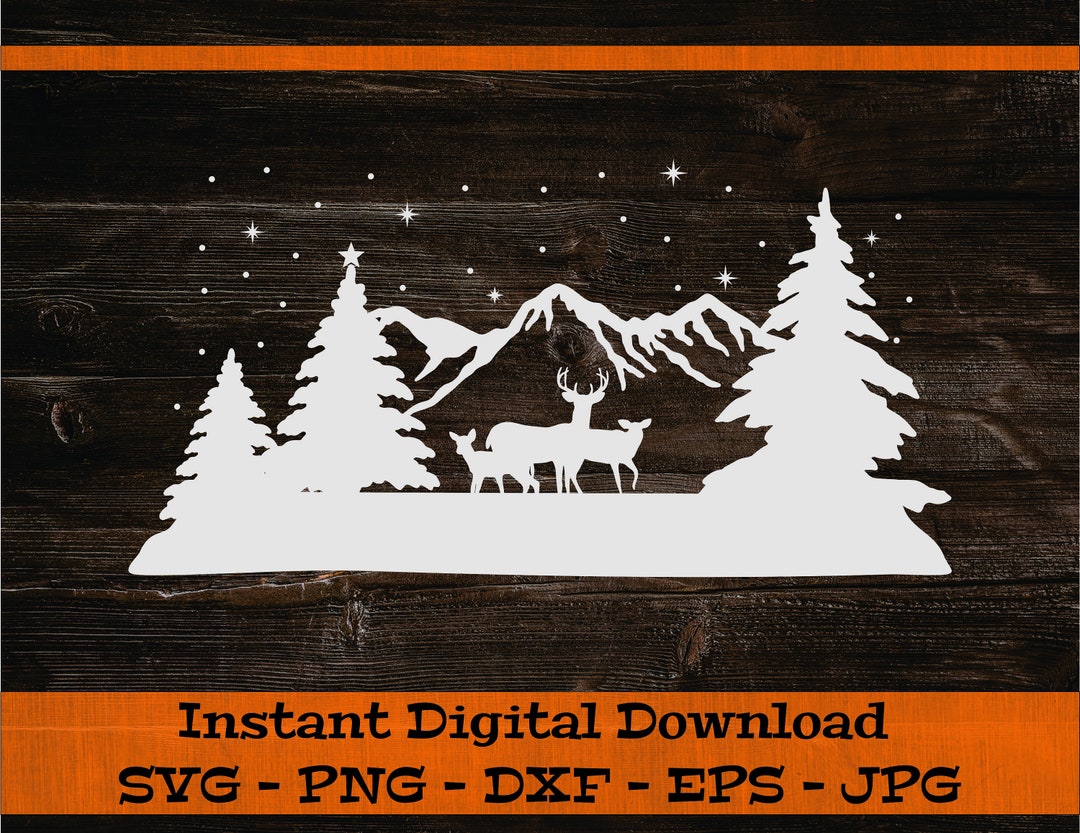 Winter Scene SVG - Digital Download - Deer Family Svg, Christmas Scene ...