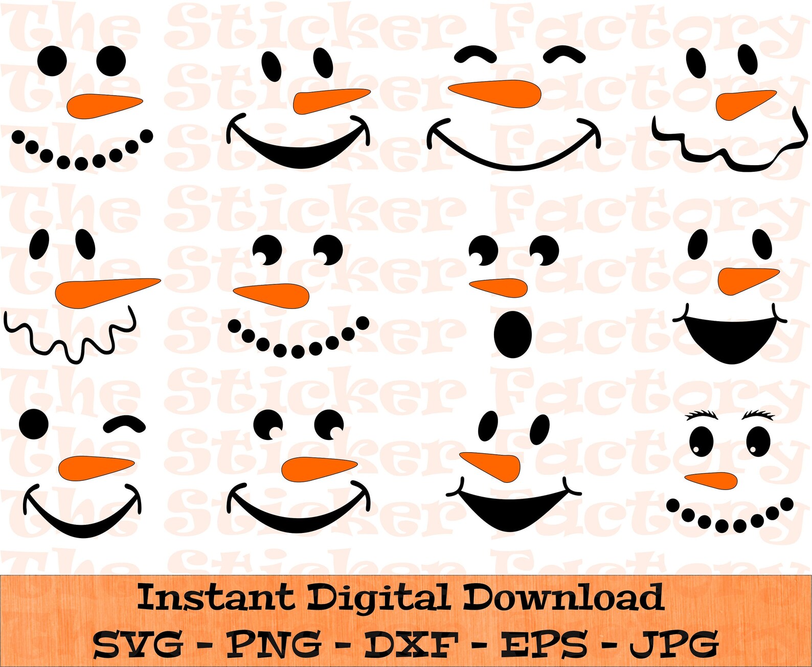 Snowman Face Svg Bundle Digital Download SVG DFX PNG - Etsy